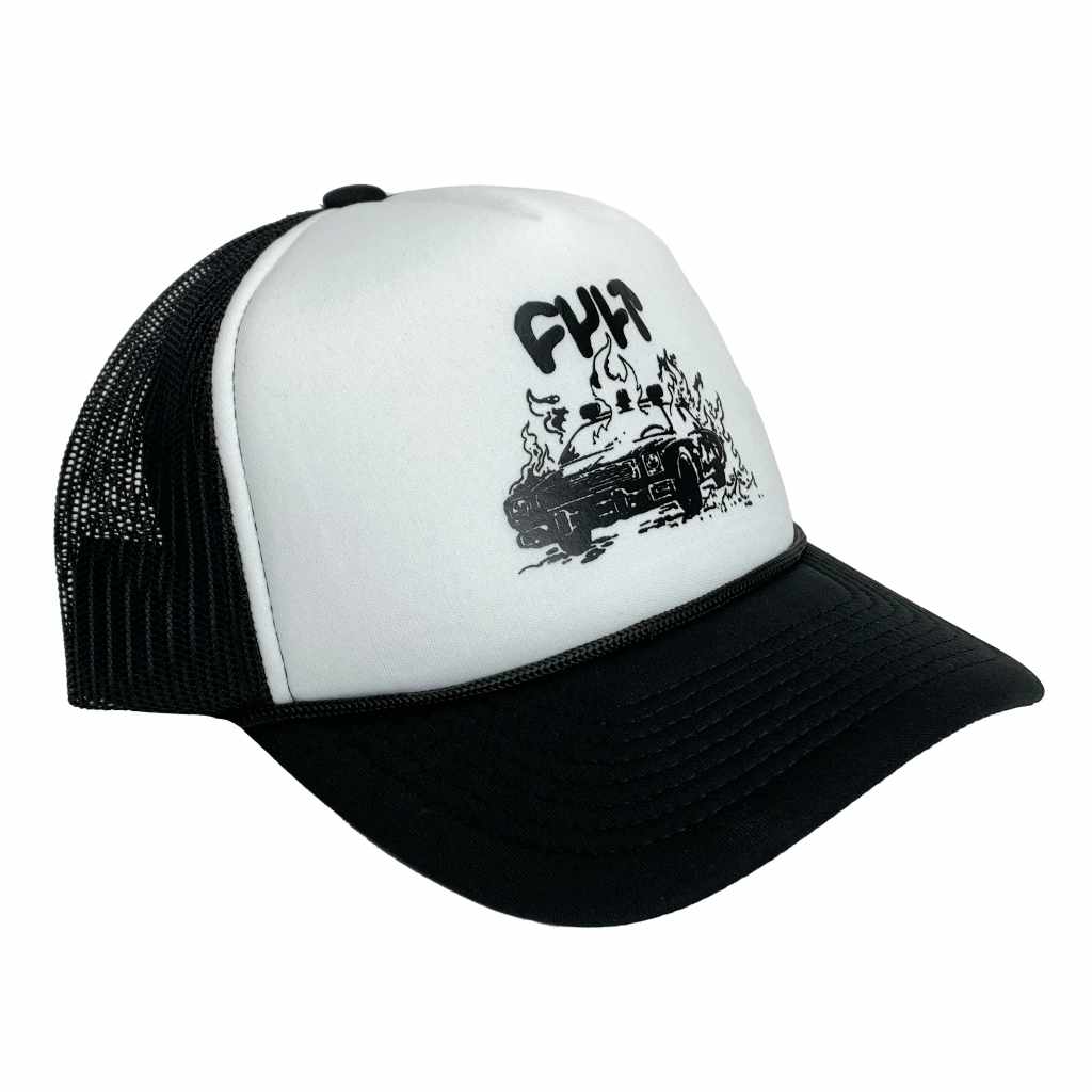 Cult Burn It Down Trucker Cap White / Black | Cult Crew